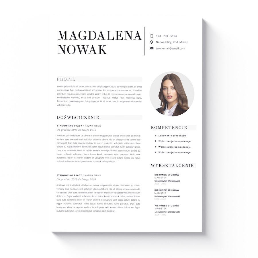 KLASYCZNY SZABLON CV + LIST MOTYWACYJNY MS WORD - Sklep, Opinie, Cena w Allegro.pl