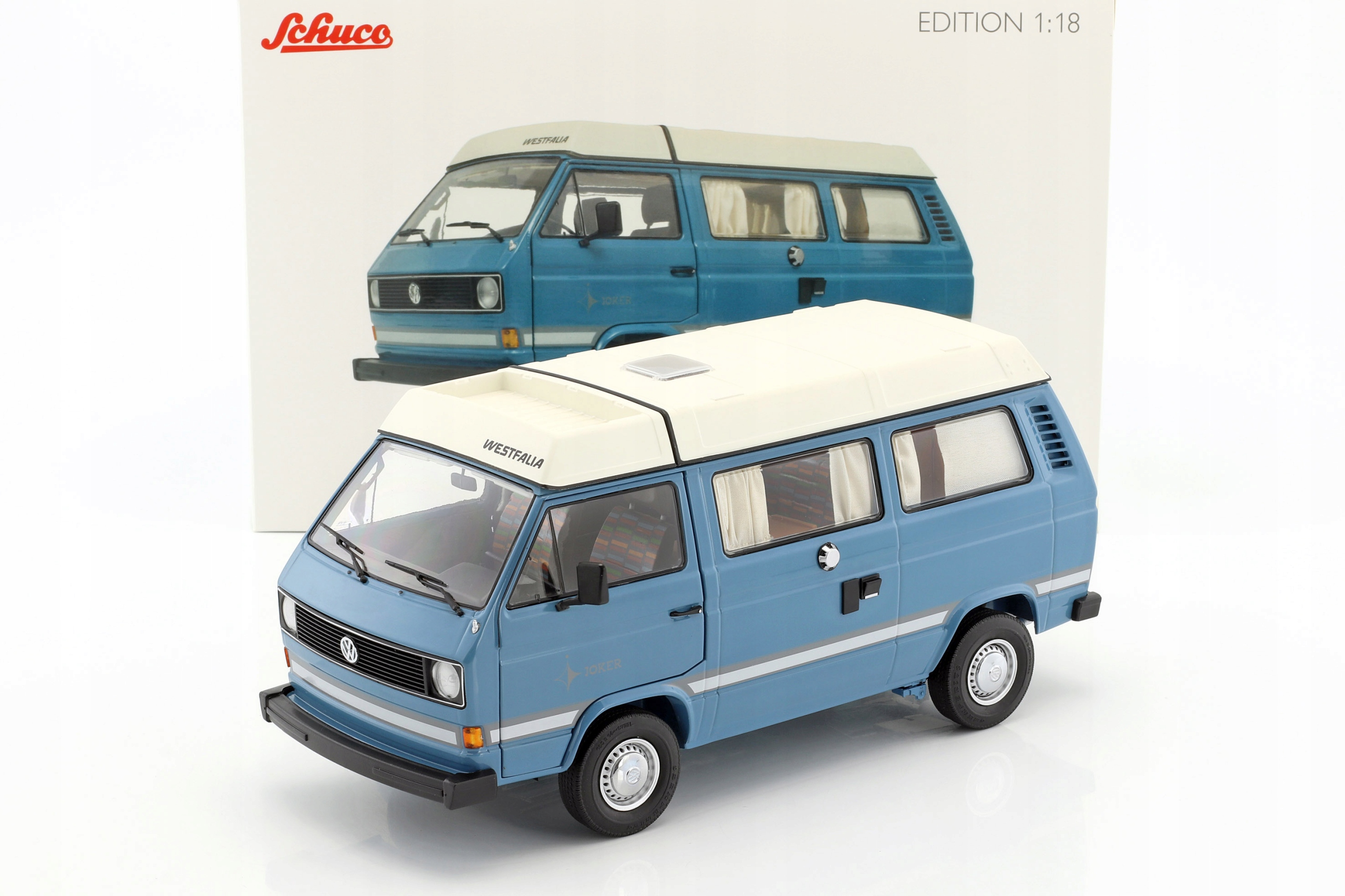 SCHUCO VOLKSWAGEN T3 JOKER CAMPING WESTFALIA 1:18 - 7546966549 - oficjalne archiwum allegro