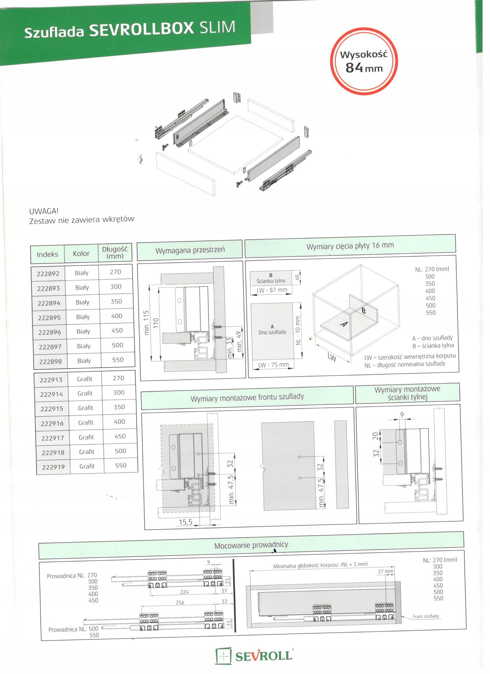 Szuflada Sevroll Box Slim H-167 L-500, SEVOLLBOX - 7586163466 ...
