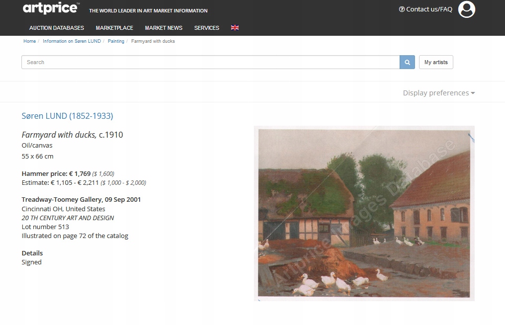 Soren Lund (1852-1933) - pejzaż z bocianem - 7621992241 - oficjalne archiwum Allegro