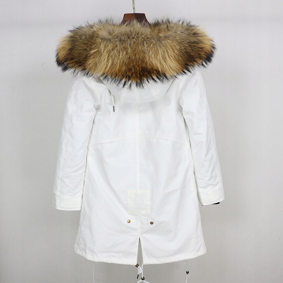 Biała Parka Grube Naturalne Futro Jenot Zima XXL - 7626939757 ...