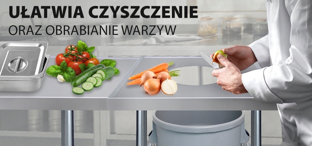 STÓŁ PRZYŚCIENNY ROBOCZY BLAT INOX 60cm +OTWÓR FV - 6765981733 ...