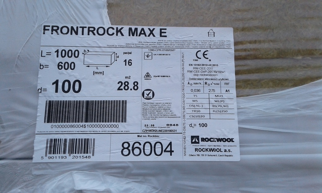 Wełna fasadowa ROCKWOOL FRONTROCK MAX E - 10 cm - 7688093358 ...