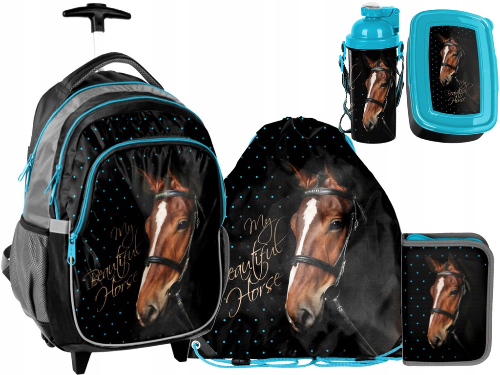 PLECAK SZKOLNY NA KÓŁKACH Z KONIAMI KONIEM ZESTAW - 7060439537 - oficjalne archiwum Allegro