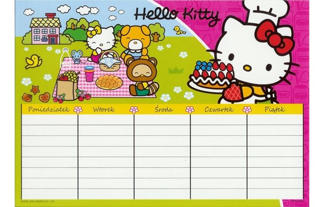 Plan lekcji Hello Kitty, mix wzorów, licencja Sanr - 6766214580 ...