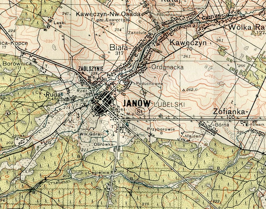 BIŁGORAJ / JANÓW LUBELSKI :: mapa wojskowa 1938 - 7433732784 - oficjalne archiwum Allegro