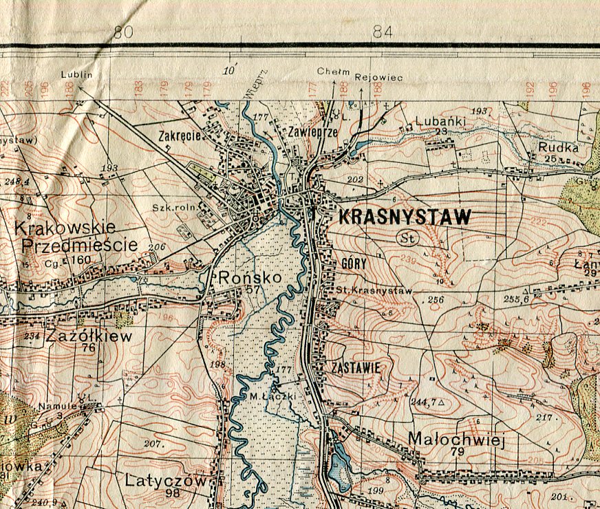 KRASNYSTAW TARNOGÓRA -- mapa wojskowa -- 1938 rok - 7411497144 ...