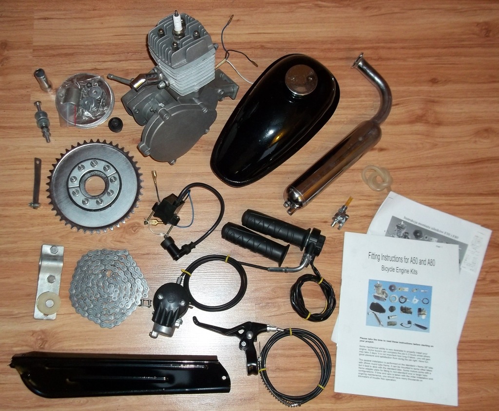 Silnik spalinowy do roweru 50cc kompletny zestaw - 7242040950 - oficjalne archiwum Allegro