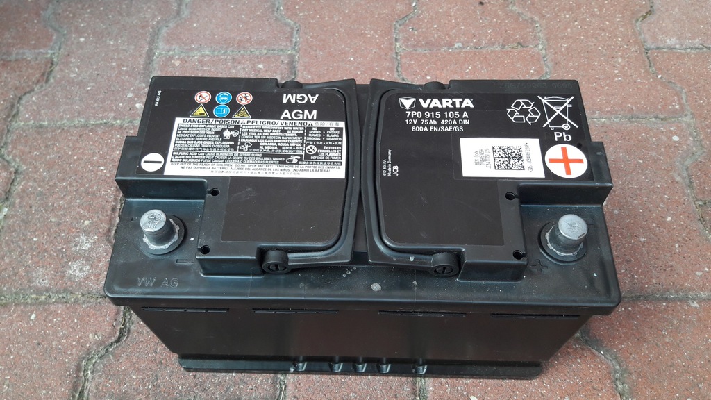 AKUMULATOR VARTA AGM 75Ah 12V 420A 7P0915105A 17 - 7437334583 ...