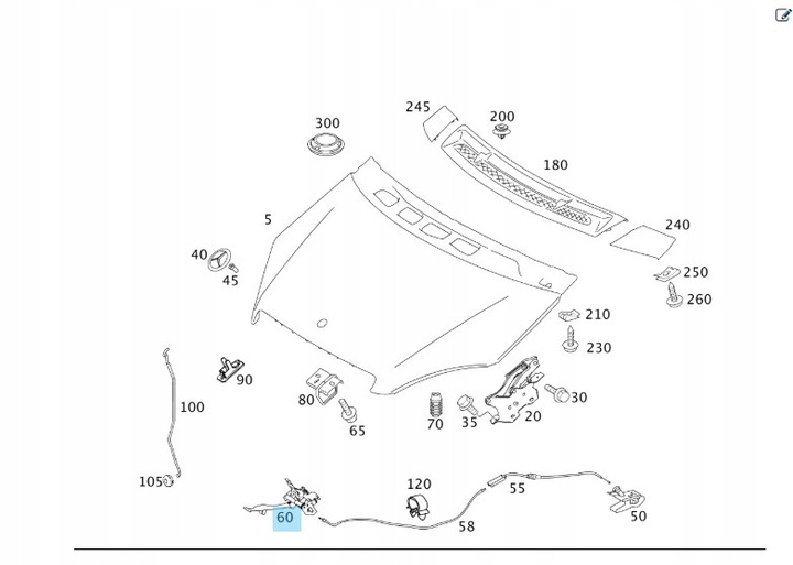 A1698800560 ORIGINAL LOCK HOOD MERCEDES-BENZ W245 B CLASS